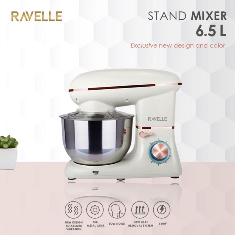 Jual Ravelle Stand Mixer 6,5L - Pearl White | Shopee Indonesia