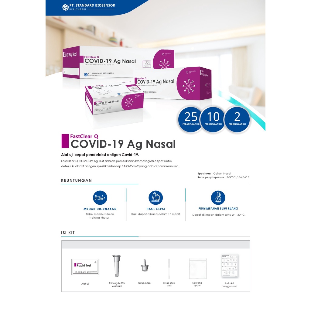 Jual Swab Antigen Nasal Korea - Fastclear SD Biosensor ( 25 tes / box ...
