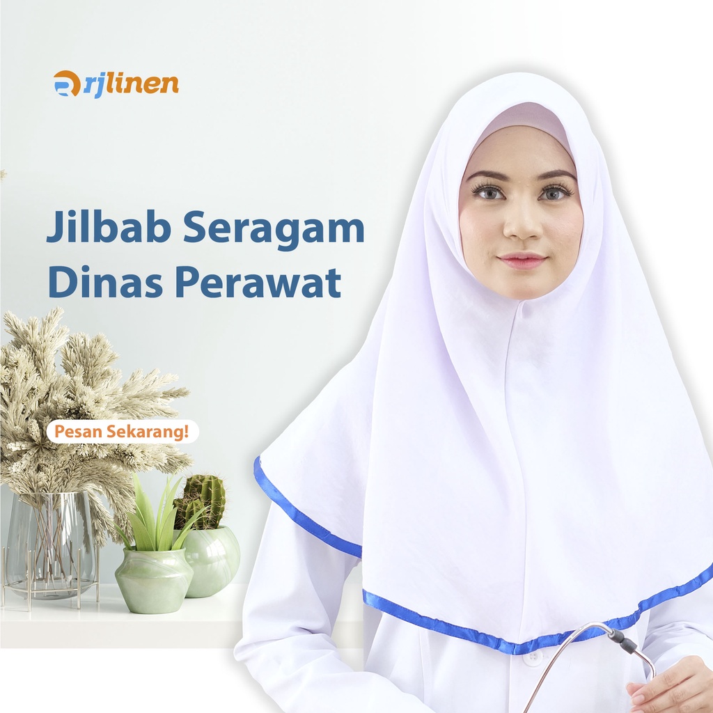 Jual Kerudung Perawat Instan Bergo Hijab Bidan List Biru Bahan Katun ...