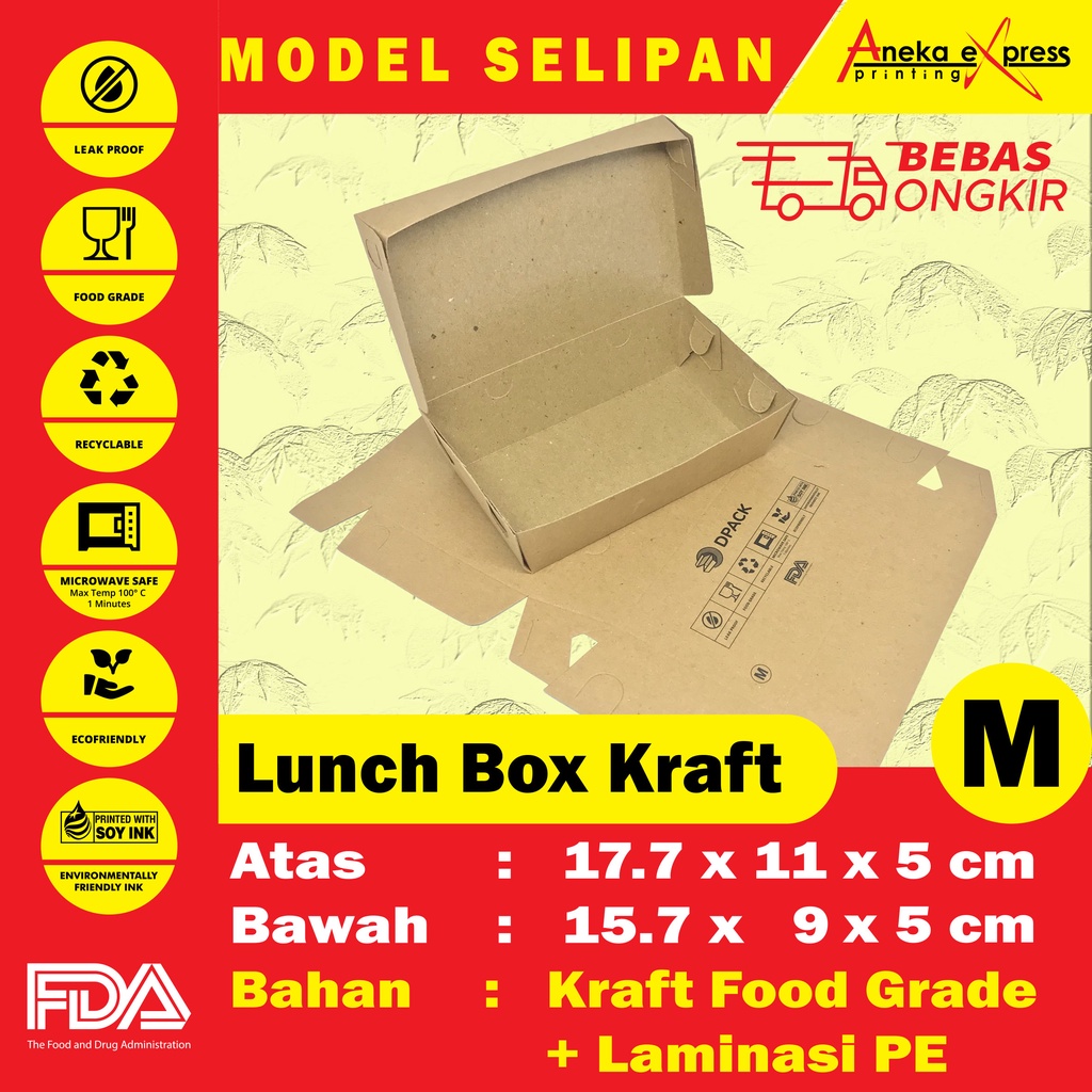 Jual PAPER LUNCH BOX MURAH FOODGRADE UKURAN S | UKURAN M | UKURAN L BAHAN ECO KRAFT PAPER ...