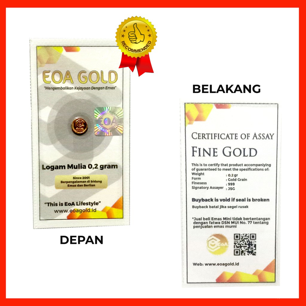 Jual Emas Mini Gold EOA GOLD 0,1gr Emas Batangan 24 Karat | Shopee ...