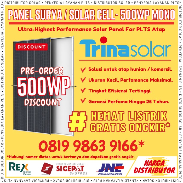 Jual PANEL SURYA SNI TRINA SOLAR 500WP TIER 1 MONOCRYSTALLINE HALF-CUT ...