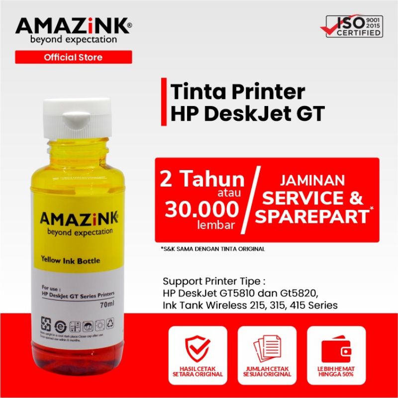 Jual AMAZiNK Tinta Printer HP DeskJet GT Series Yellow 70ml | Shopee ...
