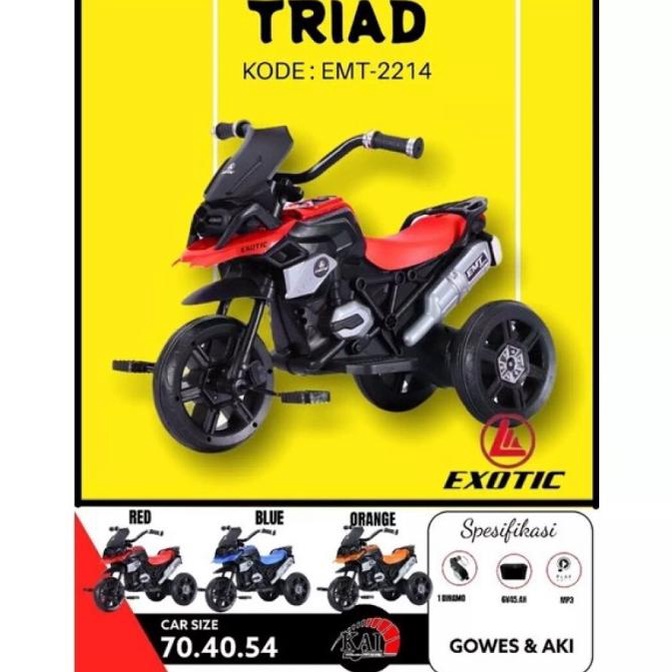 Jual Motor Aki Anak EXOTIC EMT-2214 EMT2214 TRIAD Gowes & Aki Double ...