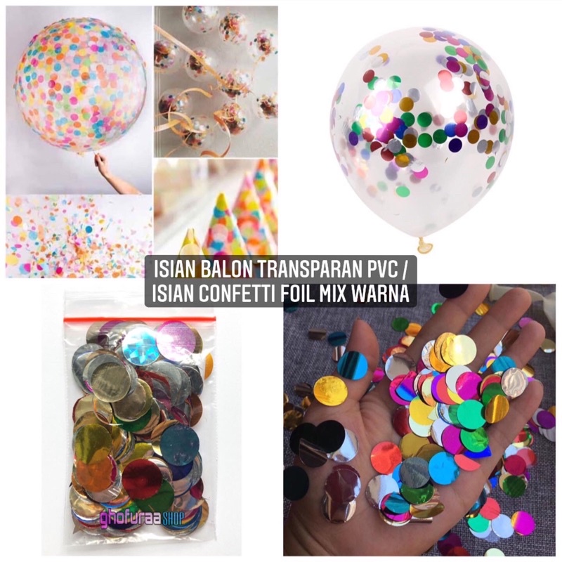 Jual Isian balon transparan bening pvc bobo isi confetti foil mix warna ...