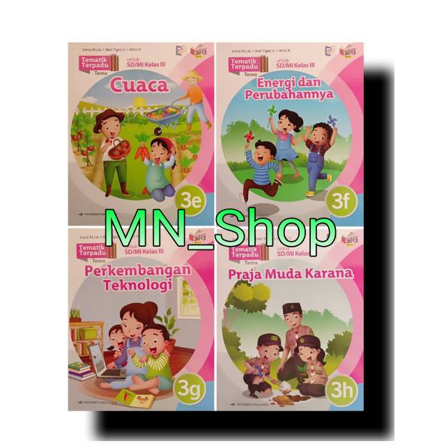 Jual Paket Tematik kelas 3 SD/Mi Erlangga isi 4 buku (3e,3f,3g dan 3h ...