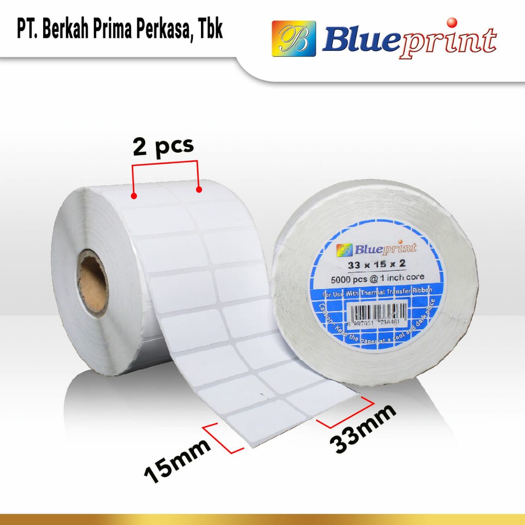 Jual Sticker Barcode Semicoated 33x15 mm 2 Line BLUEPRINT Stiker Label ...