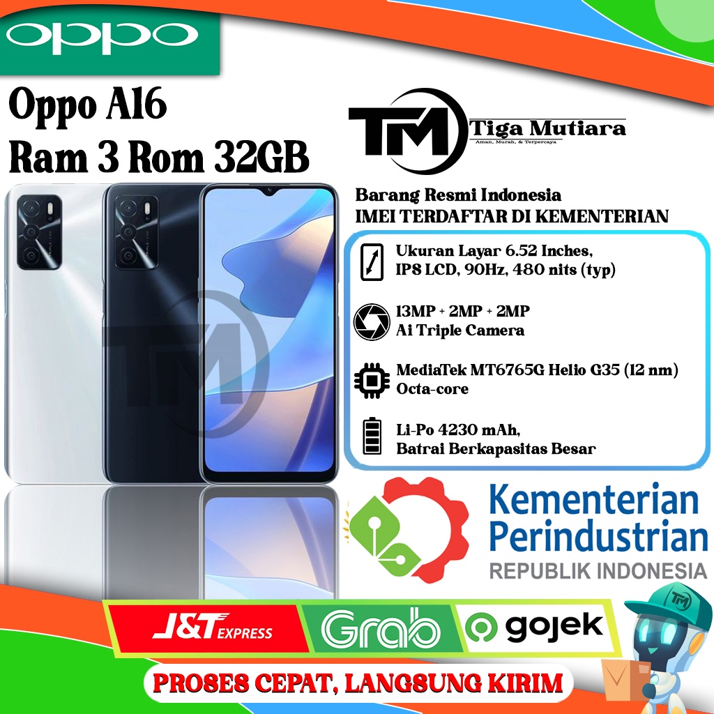 Jual Oppo A16 Ram 3GB | 4GB Rom 32GB |64GB | Shopee Indonesia