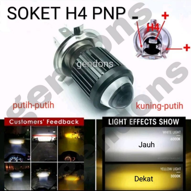 Jual Bohlam Lampu Utama LED H4 Laser Motor/Mobil Soket 3kaki PNP | Shopee Indonesia