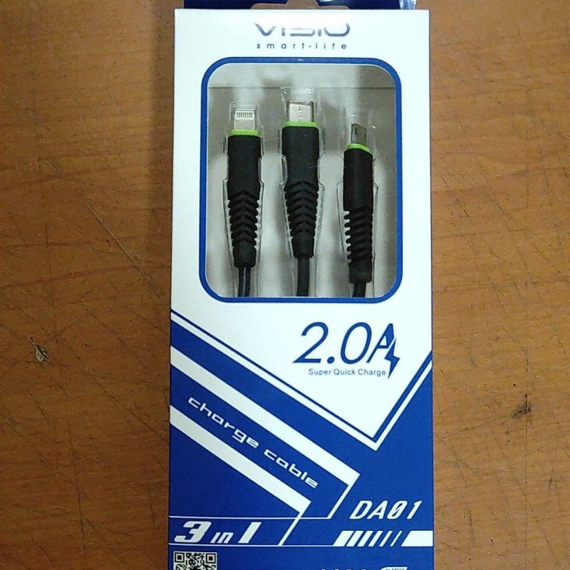 Jual kabel data 3 in 1 visio da 01 da01 1400mm USB high speed charger ...