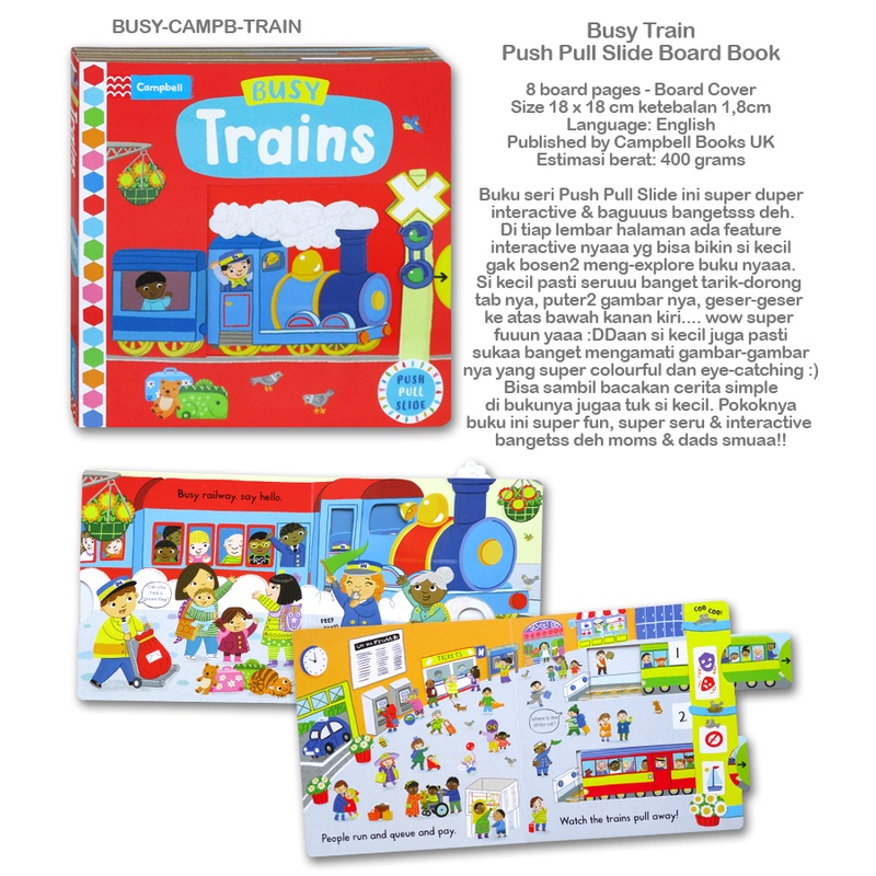 Jual [Campbell] Push Pull Slide Board Books Busy Baby Animals, Garden ...
