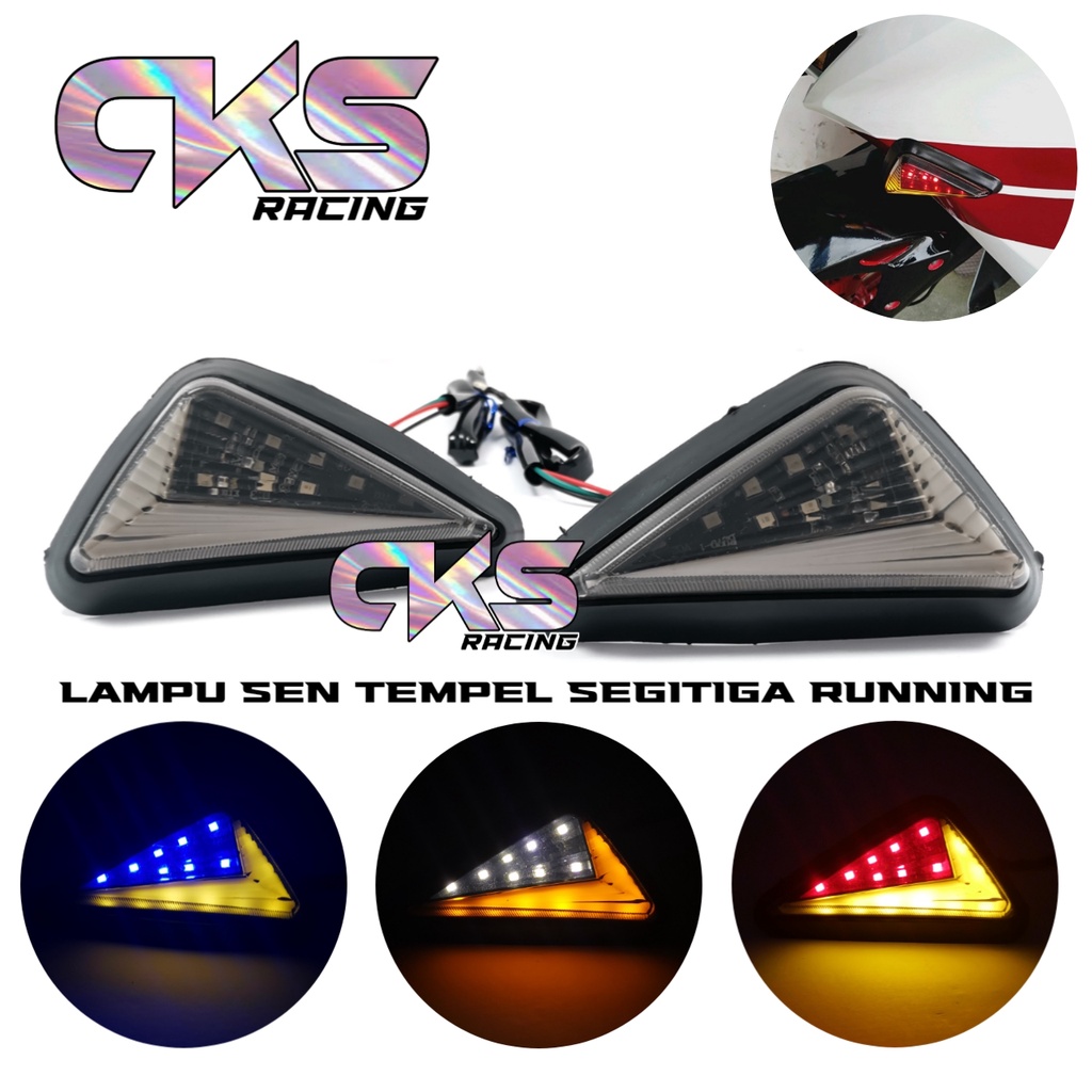 Jual Sein Tempel Segitiga Model Neon Led 2 Mode Running Lampu Sen Tempel Segitiga Besar Buat ...