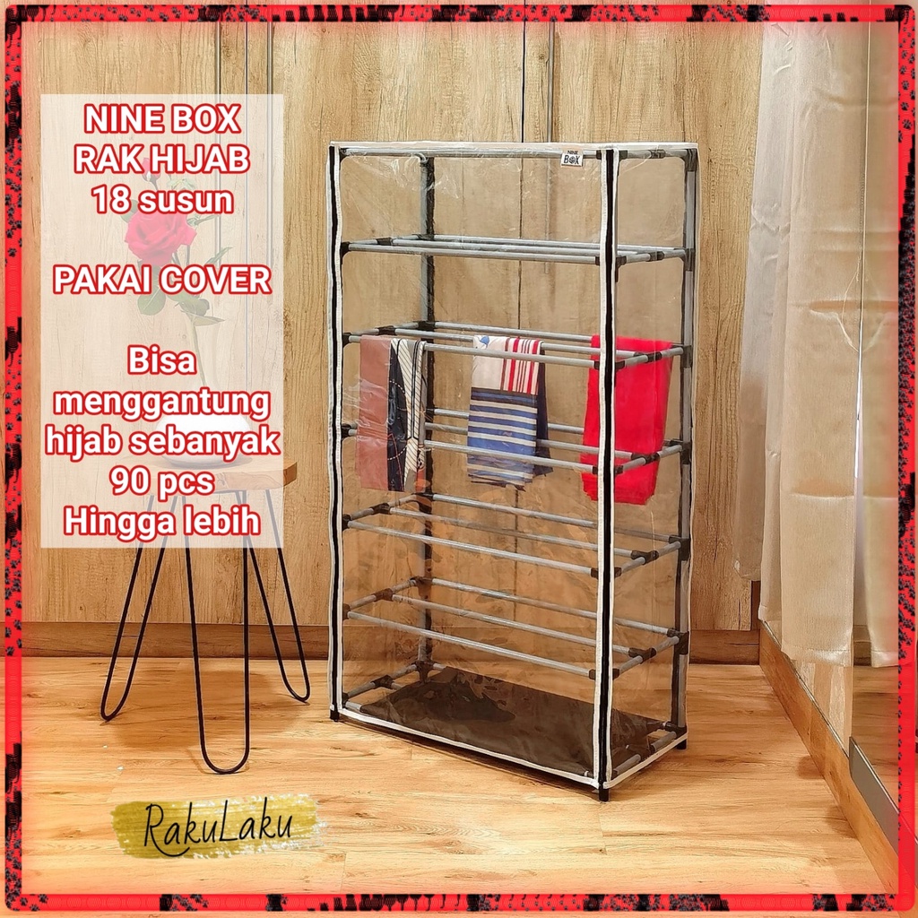 Jual nine box lemari gantung jilbab rangka besi pakai sarung cover 6 ...