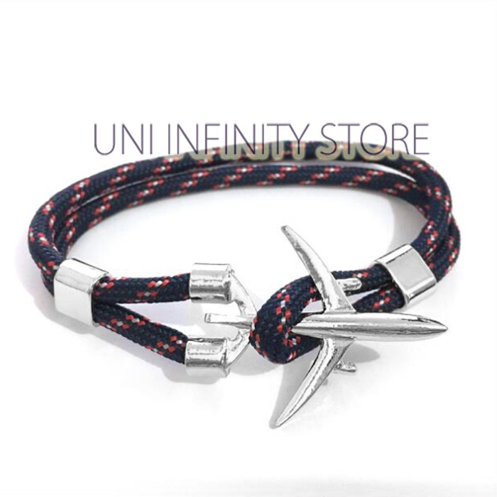 Jual JWBR0124 Gelang Tali Anyam TNI AU Pesawat Perak Simple Silver Jet ...
