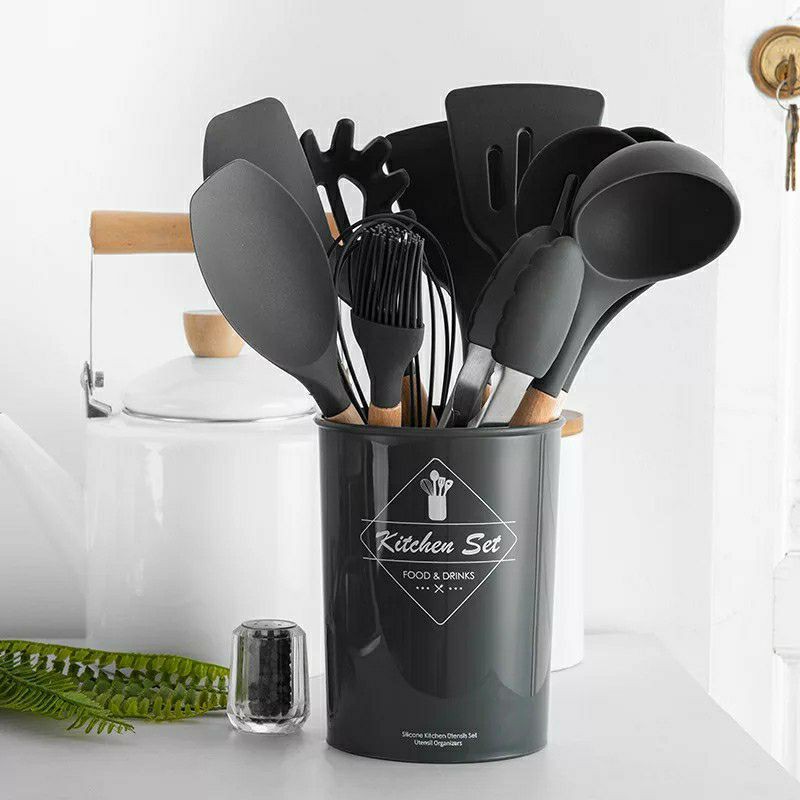 Jual Cooking Utensils 12pc Set with BOX - Black | Shopee Indonesia