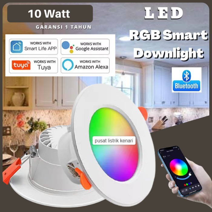 Jual Lampu Smart Downlight Bluetooth Support 10w RGB+WH+W | Shopee ...