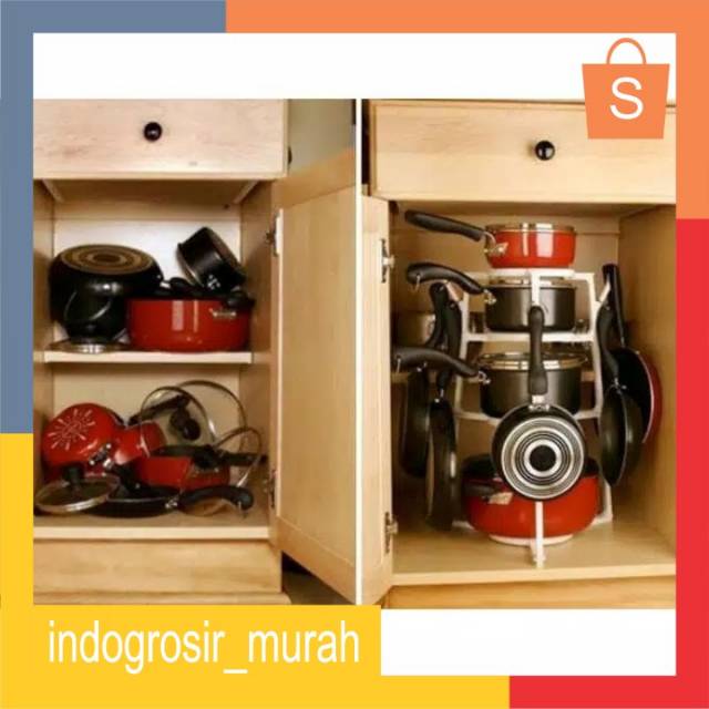 Jual Holder Panci ( isi lemari dapur jadi rapi,4 susun) rak panci murah ...