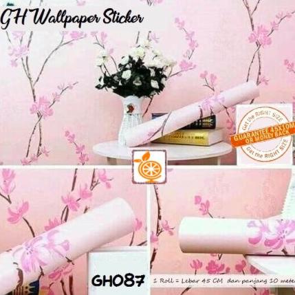 Jual Wallpaper Stiker Dinding Ukuran 45 Cm X 10 Meter Motif Bunga Sakura Pink Cream Ungu Shabby ...