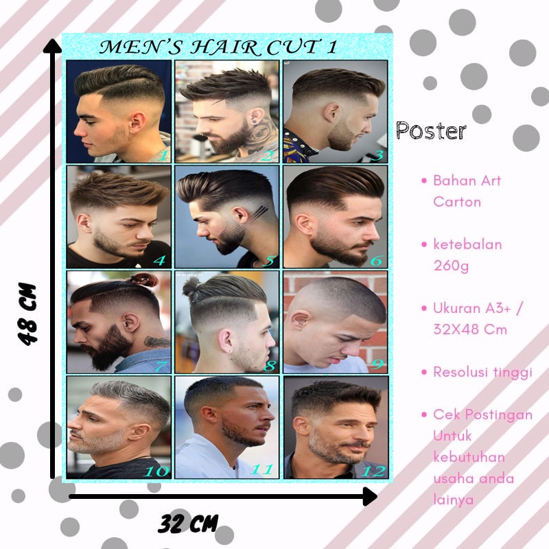 Jual Poster barbershop pangkas rambut / Model rambut pria / model ...