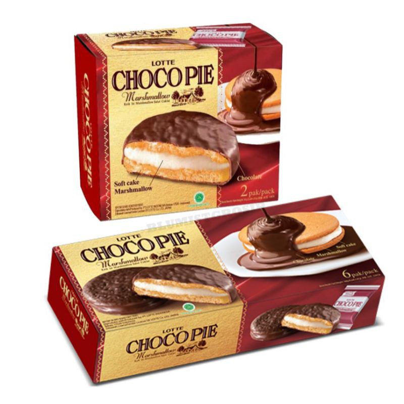 Jual LOTTE CHOCO PIE marshmallow Box 168g (6 pcs) 56g (2pcs) | Shopee ...