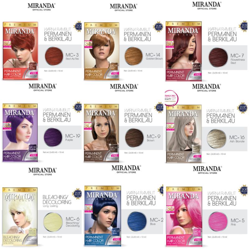 Jual MIRANDA - HAIR COLOR / SEMIR RAMBUT 60ML | Shopee Indonesia