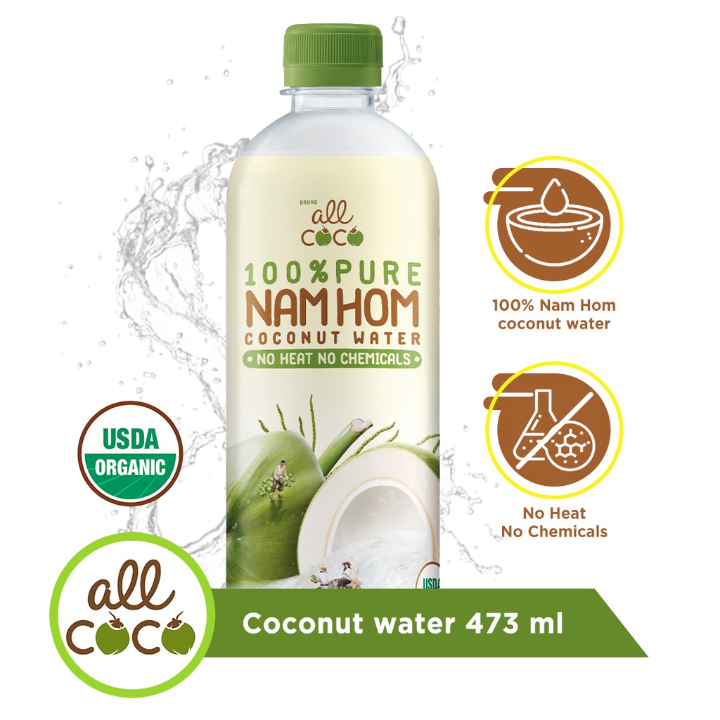 Jual All Coco Nam Hom Organic Coconut Water Air kelapa Murni 473ml ...