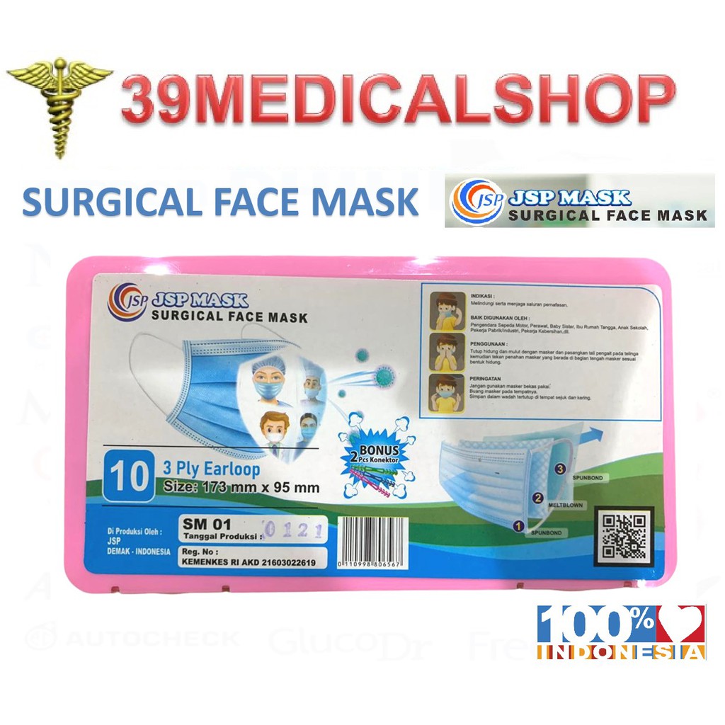 Jual MASKER MEDIS JSP ISI 10 + KOTAK MASKER FREE KONEKTOR MASKER ...