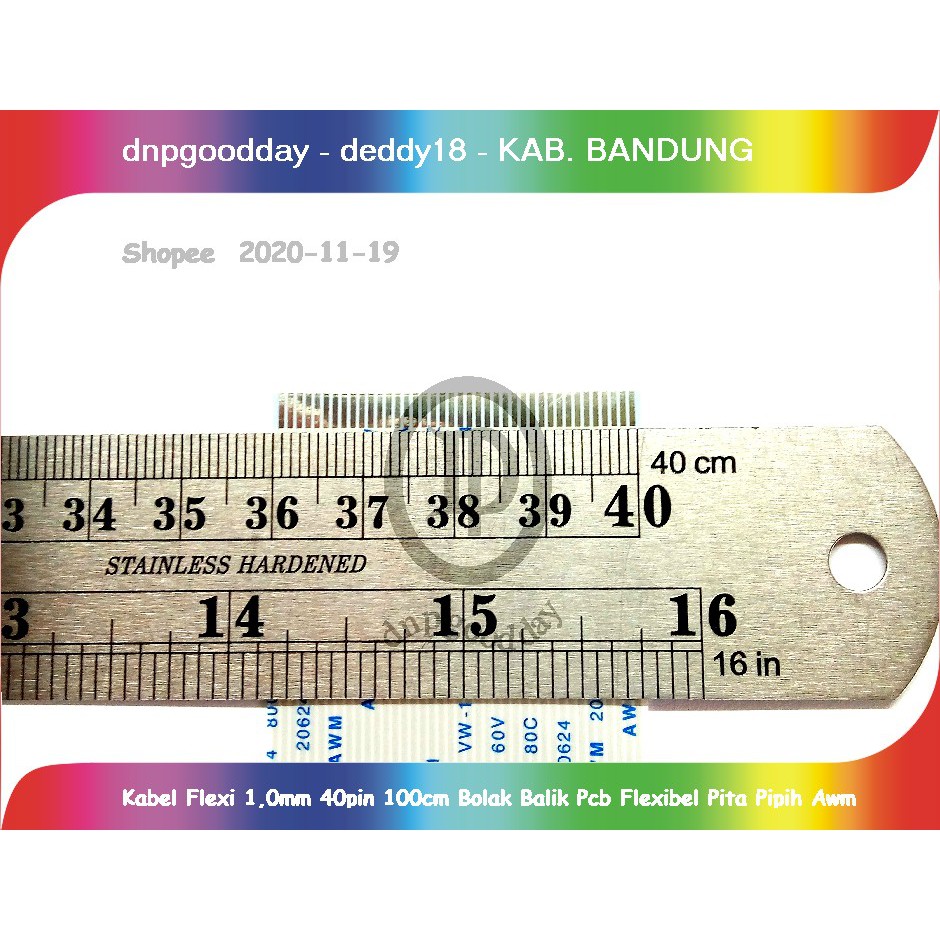Jual Kabel Flexi 1,0mm 40pin 100cm Bolak Balik Pcb Flexibel Pita Pipih Awm | Shopee Indonesia