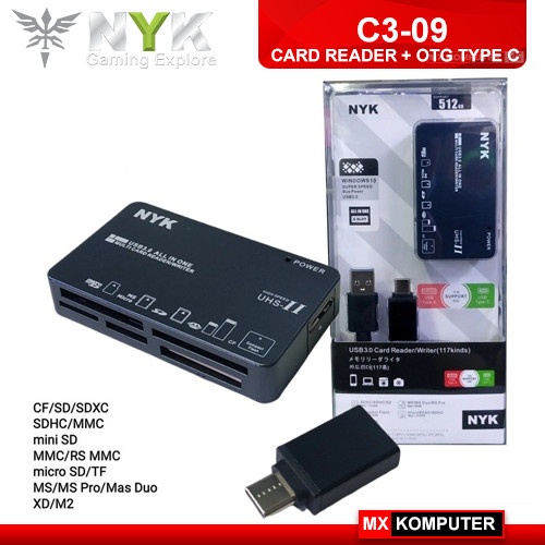 Jual Card reader writer nyk Cf compact mmc Sd Tf sdxc Ms pro duo Xd Micro m2 ms 6 slot usb 3.0 ...