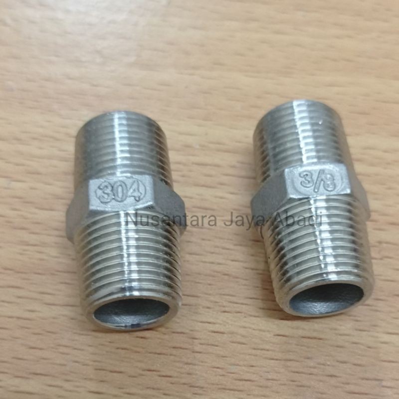 Jual Double Nepel/Nipple Stainless SS 304 3/8 " inchi BSP | Shopee Indonesia