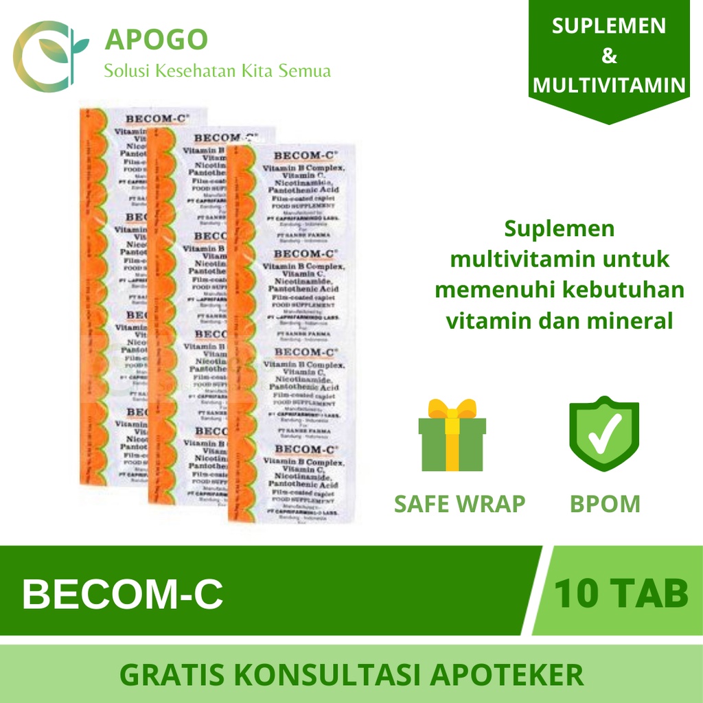Jual BECOM C MULTIVITAMIN VITAMIN C UNTUK KESEHATAN 1 STRIP ISI 10 ...