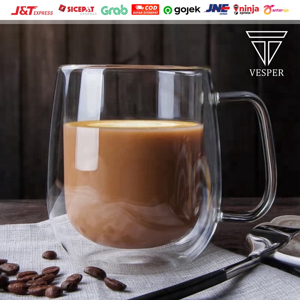 Jual Gelas kopi double wall / gelas dobel kaca / cangkir kopi teh unik ...