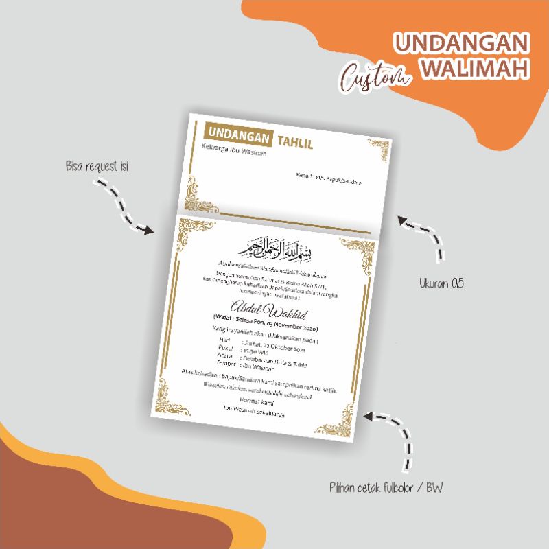 Jual UNDANGAN WALIMAH CUSTOM / TAHLIL / MITONI / AQIQAH / NIKAH DLL ...