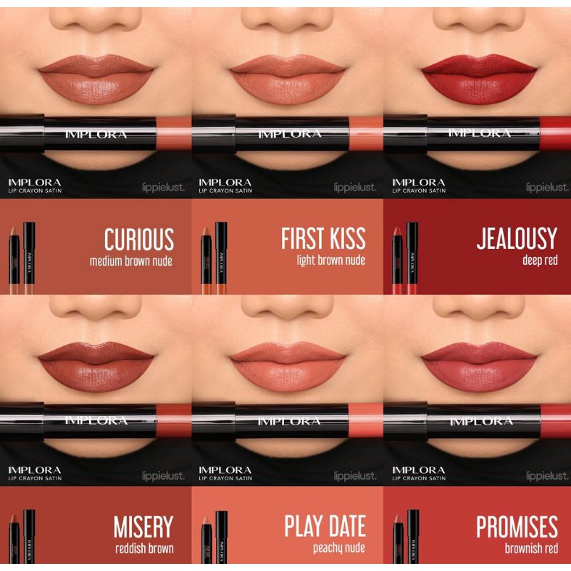 Jual COD - IMPLORA LIP CRAYON SATIN ORIGINAL | Shopee Indonesia