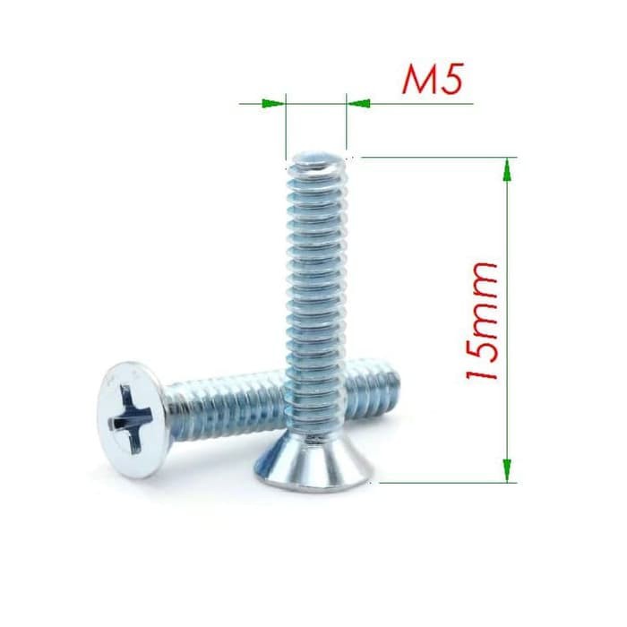Jual 10pcs Baut JF M5x15 Besi Galvanis Putih Sekrup Mesin Kepala Rata | Shopee Indonesia