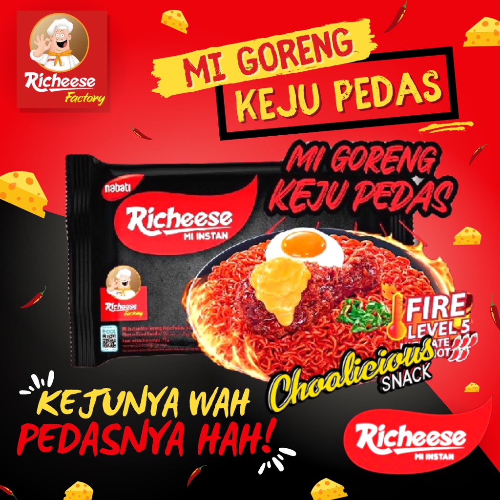 Jual RICHEESE Mie Instan Mie Goreng / Ramen Keju Pedas Level 5 | Shopee ...