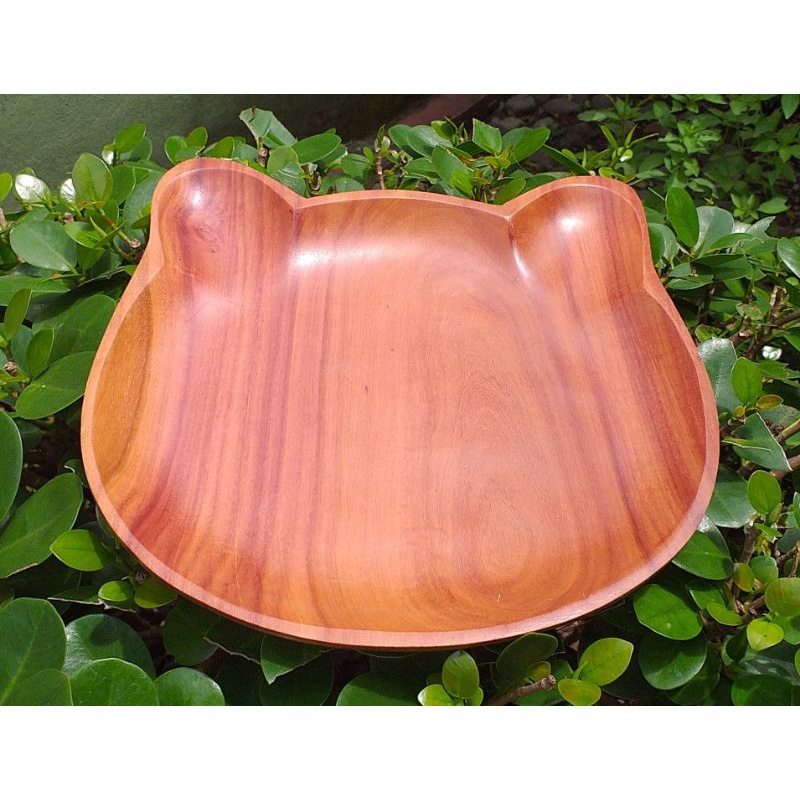 Jual piring makan anak motif kucing dari kayu mahoni | Shopee Indonesia
