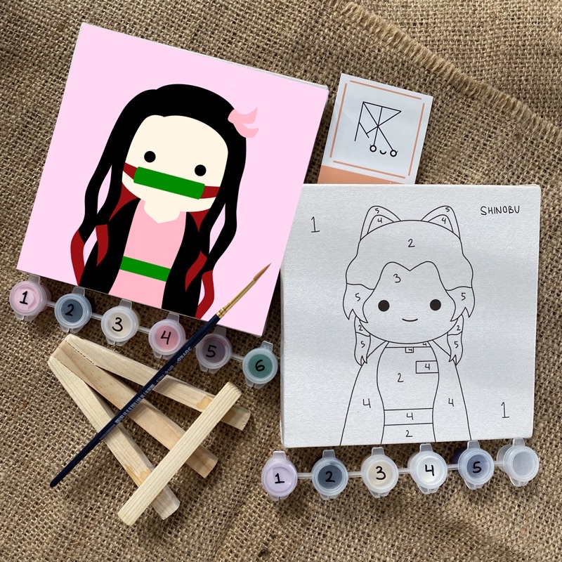 Jual Paint By Number Kit Demon Slayer Edition Nezuko Shinobu Canvas ...