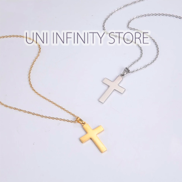 Jual JWNE0496 Kalung Salib Simple Krom Perak Emas Unisex Pria Wanita ...