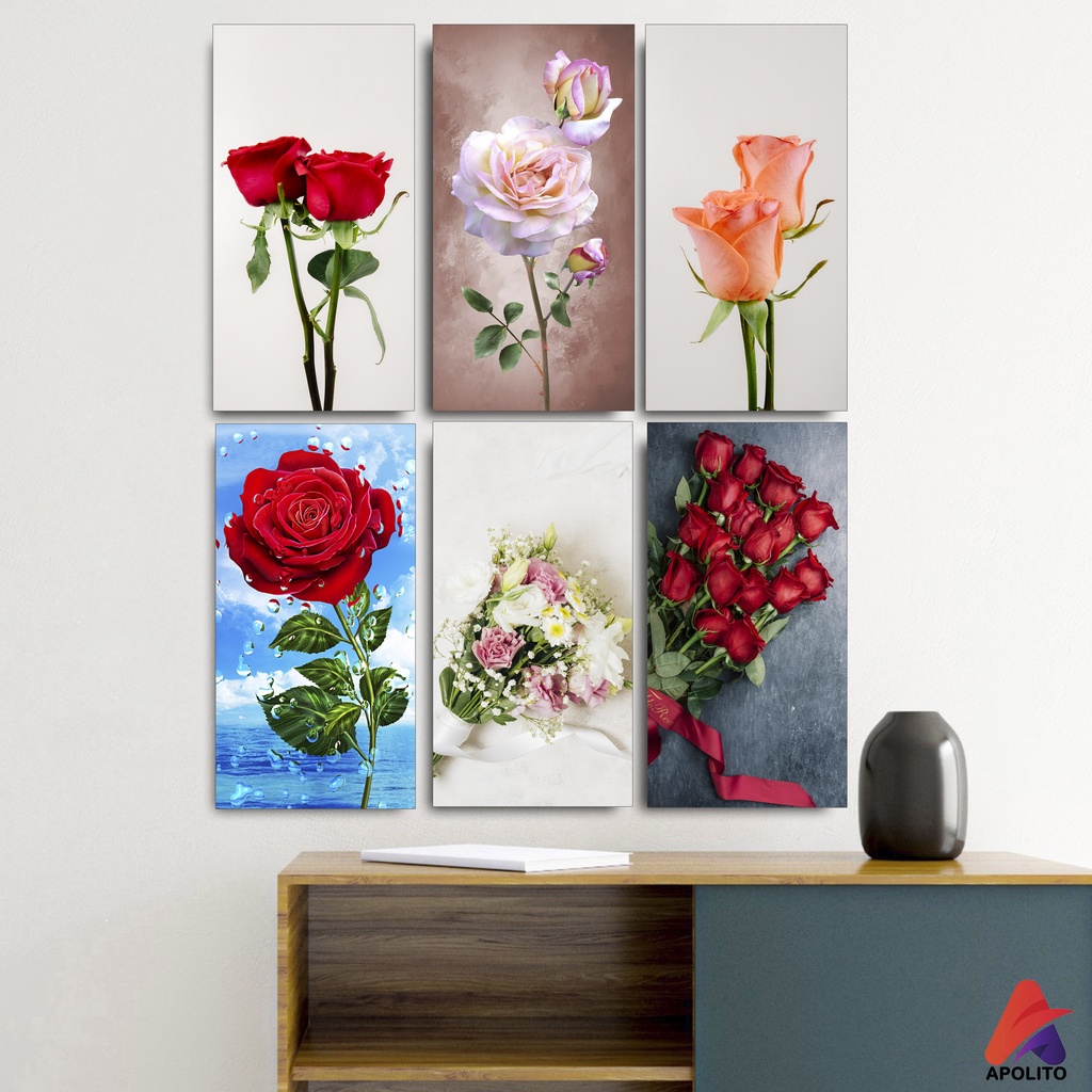 Jual HIASAN DINDING BUNGA MAWAR (10X20 CM) PAJANGAN WALLDECOR DEKORASI ...