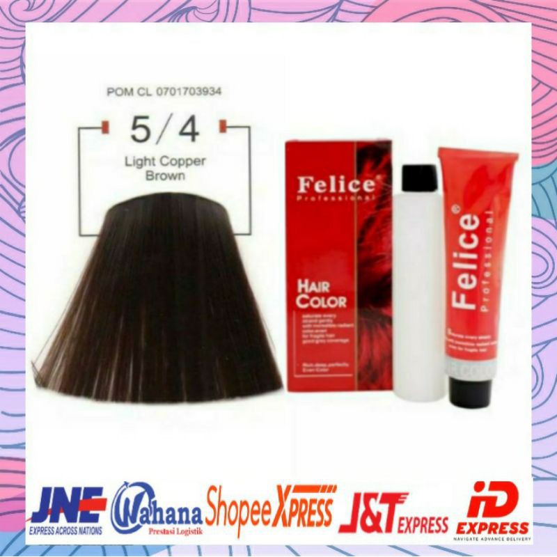 Jual cat rambut felice professional hair color 5/4 light copper brown ...