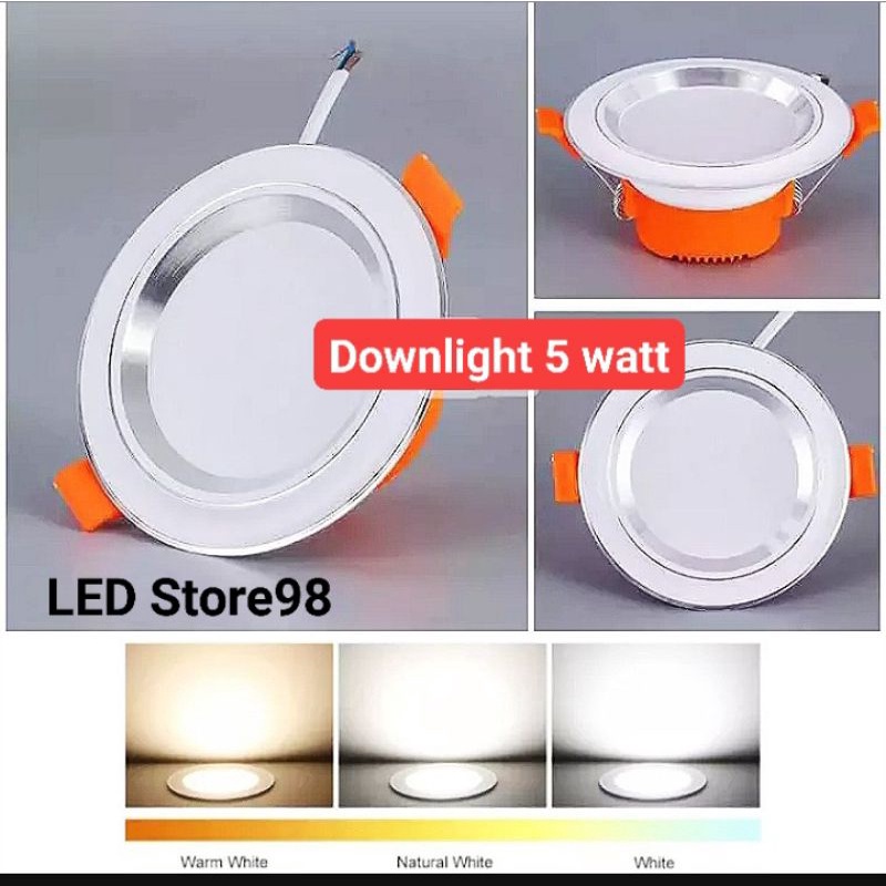 Jual LAMPU LED DOWNLIGHT 5 WATT 3 WARNA SILVER | Shopee Indonesia