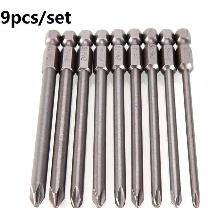 Jual Mata Obeng Cordless Drill SET 9pc Magnetic Hex Philips 100mm *PH66 ...