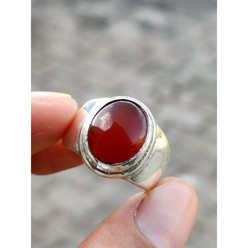 Jual CINCIN AKIK YAMAN AHMAR ORI YEMEN RING PERAK MINIMALIS TEBAL ...