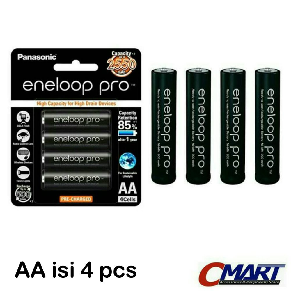 Jual Panasonic Eneloop Pro Rechargeable Battery Aa Bk 3hcce 4bt