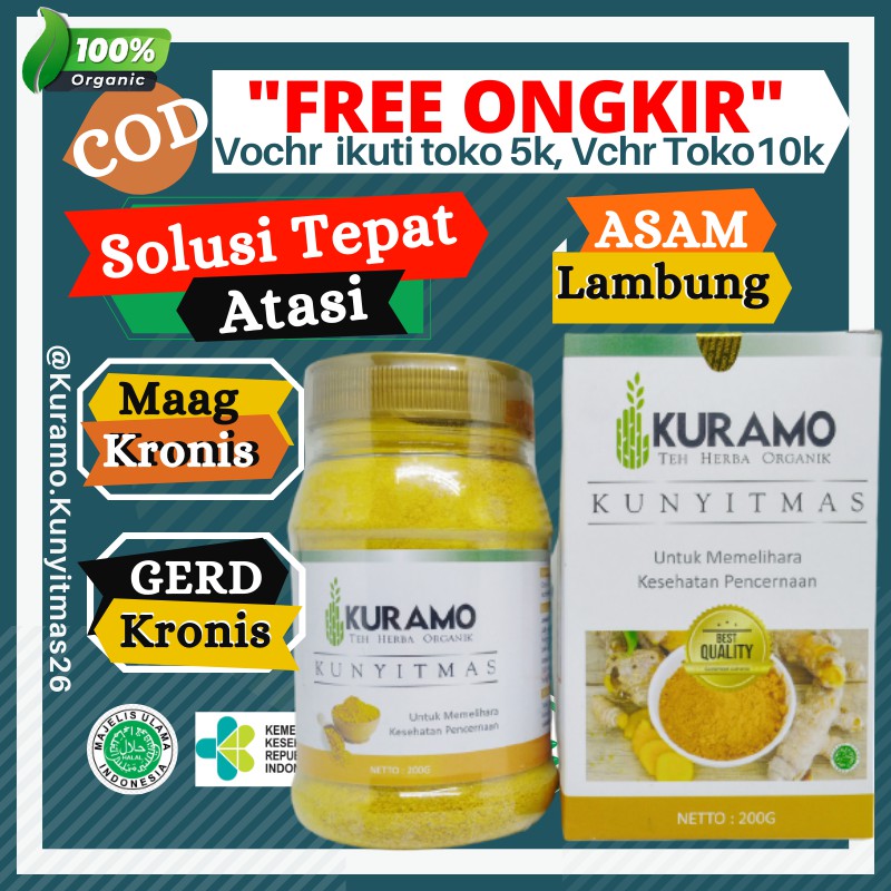 Jual Kuramo Kunyit Mas Herbal Maag Gerd Asam Lambung Kronis Original ...