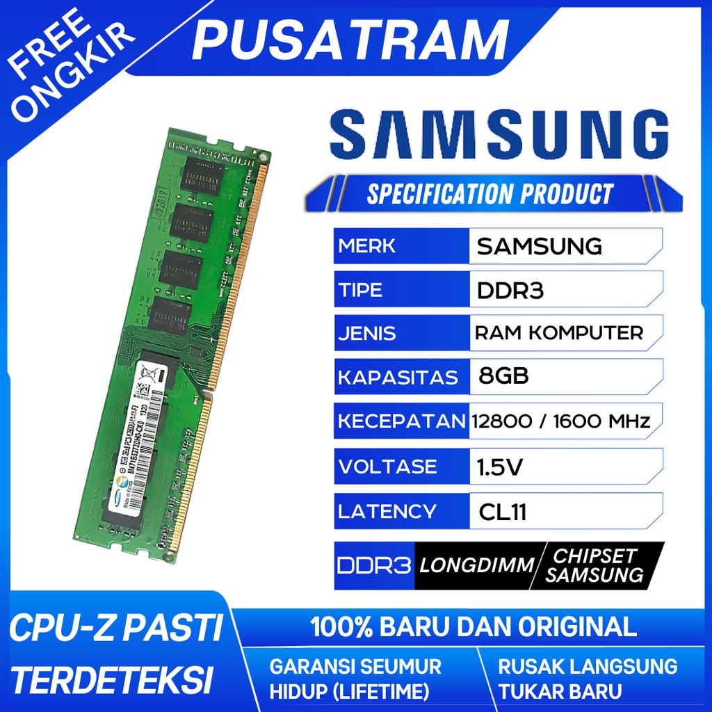 Jual [BARU] RAM / MEMORY SAMSUNG PC DDR3 8GB | Shopee Indonesia