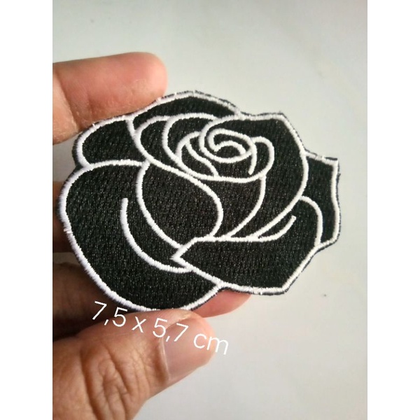 Jual Patch bordir black rose bunga mawar hitam tempelan baju | Shopee ...
