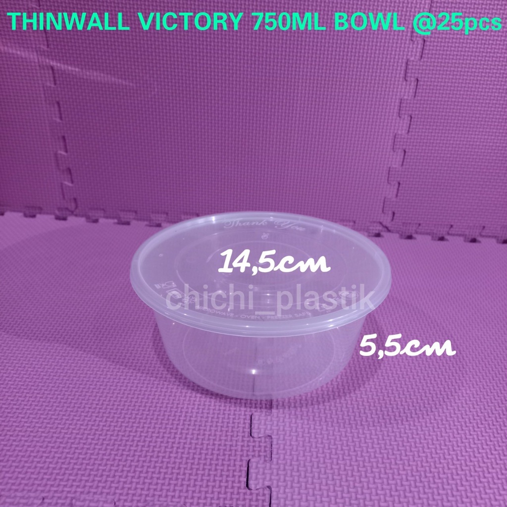 Jual Thinwall food container 750ml bulat bowl victory/ Kotak Makan ...
