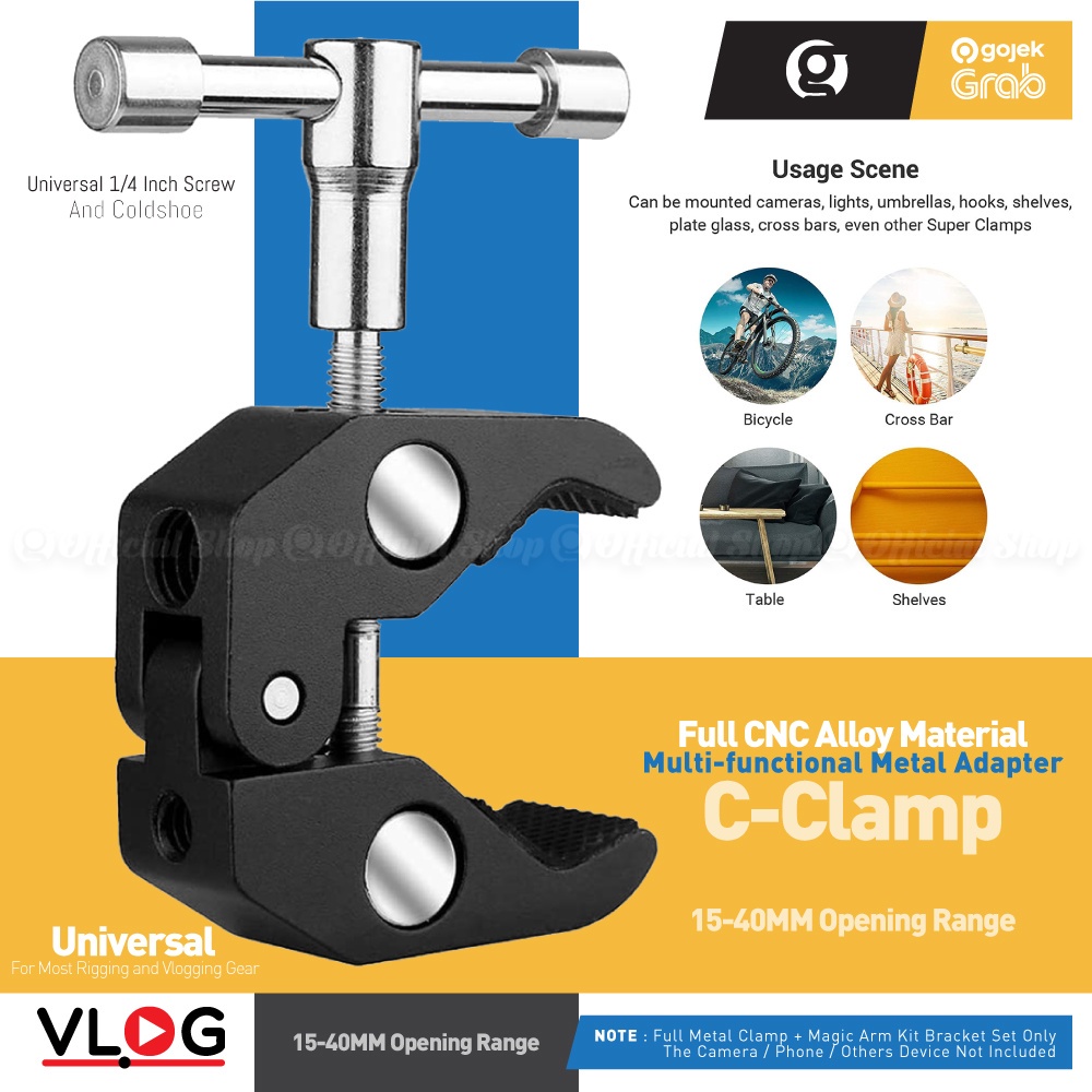 Jual C-Clamp Large Size Super Clamping for Magic Arm Camera Camcorder ...